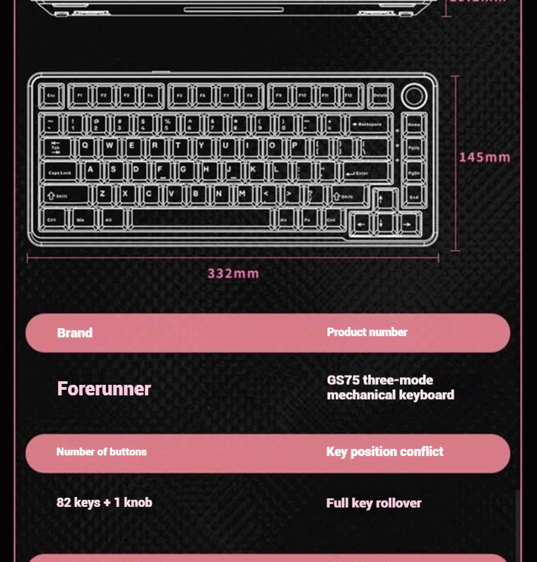 EWEADN GS75 Customized Mechanical Keyboard Wireless Bluetooth Three ...