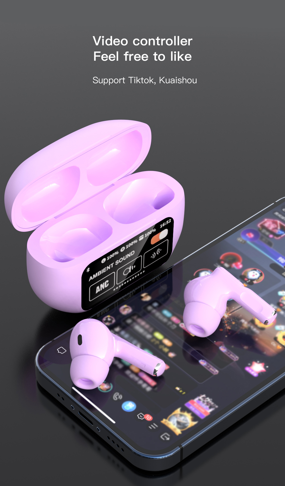 TZUZL Original A9PLUS Pro Touch Screen ANC True Wireless Earphones TWS ...