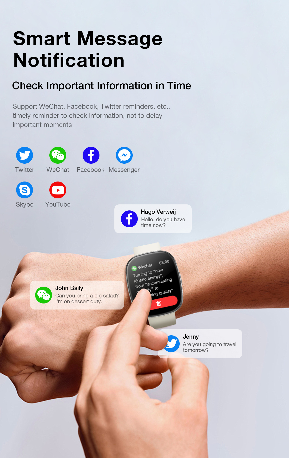 Gloryfit × Huafit S6 Smart Watch WA Call Message Information Heart Rate ...