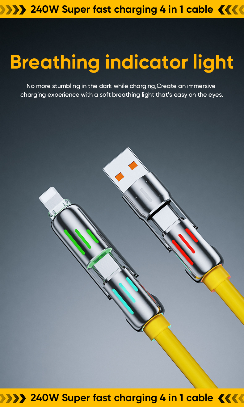 Realfit C2 Cable 240W Super Fast Charging for Android&IOS 4 IN 1 Type C ...