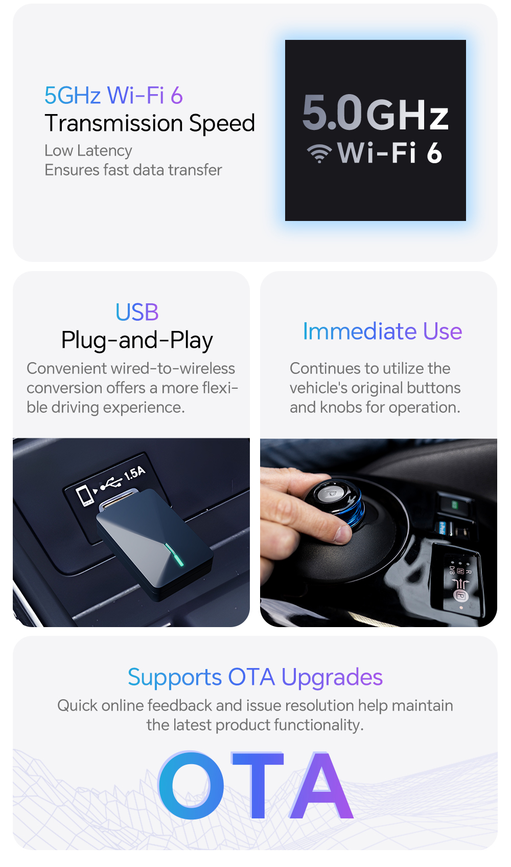XUDA 2in1 Wireless Carplay Adapter Android Auto Smart Dongle Mini Box ...