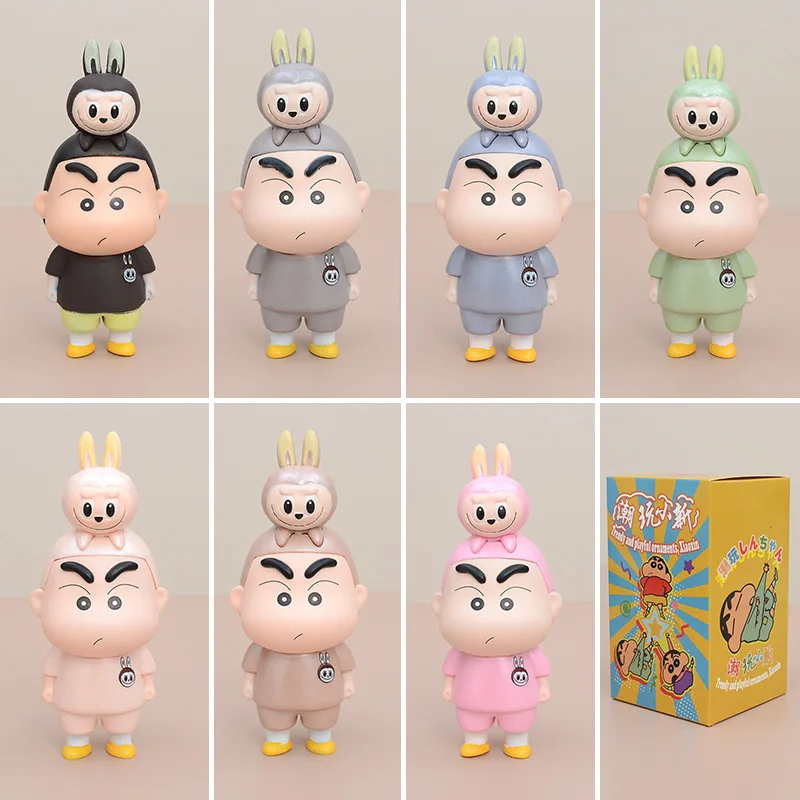 14CM Labubu Crayon Shin-Chan Figure Q Version PVC Action Figures Model ...