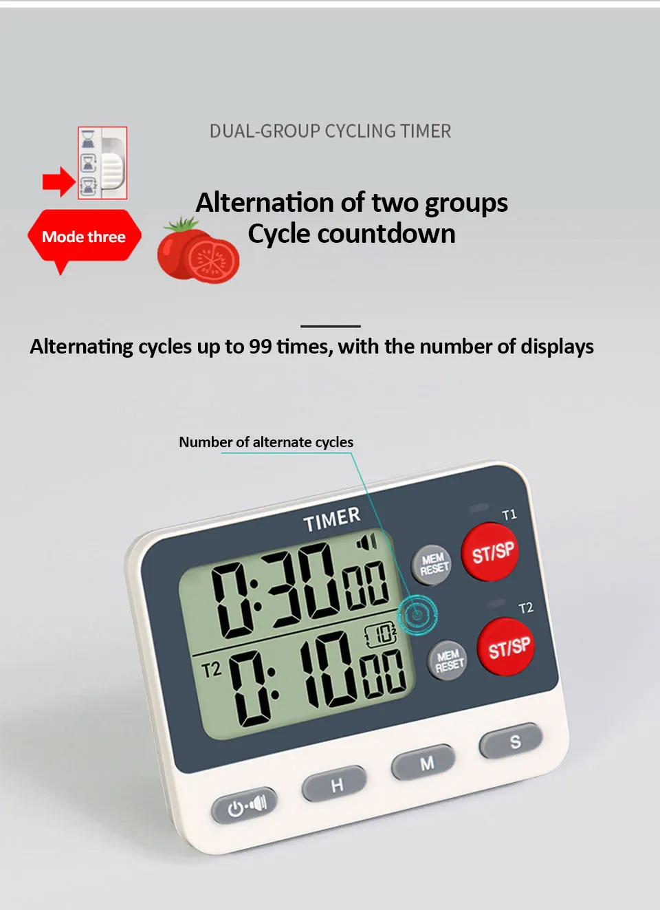 Digital Kitchen Timer With Memory Function Dual Channel Recyclable ...
