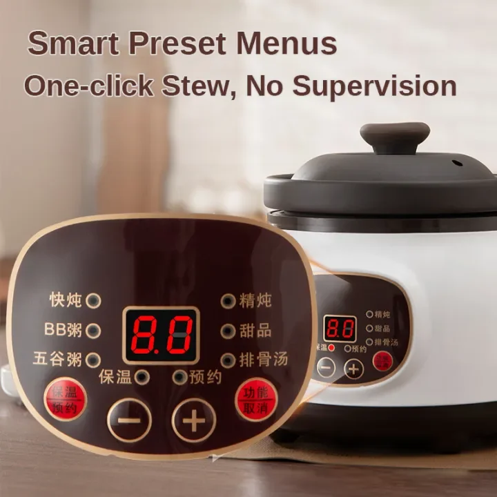 【Ready Stock】1.8L Electric Slow Cooker Automatic Electric Stew Pot with ...