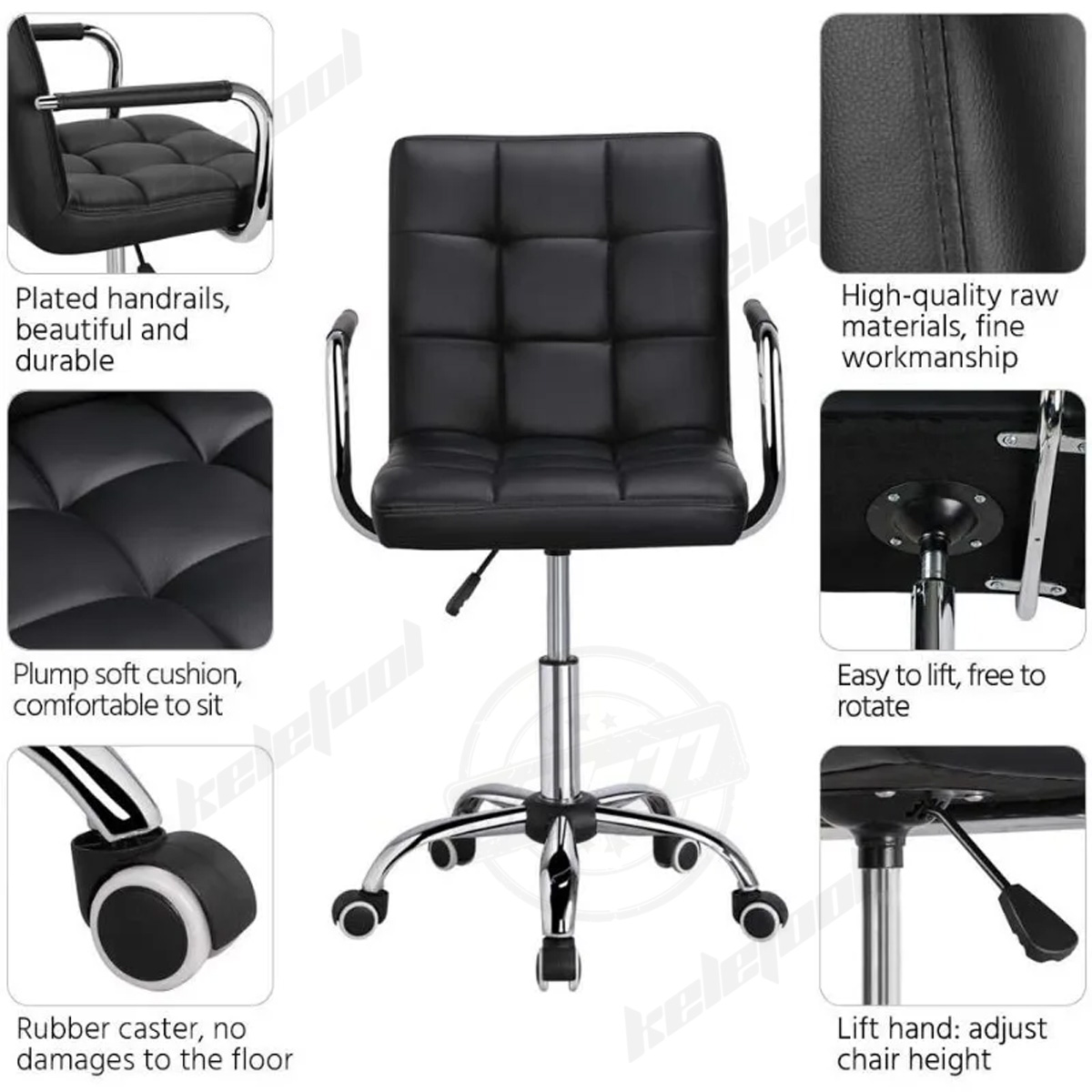 bar stool With High Wheels Backrest Support and Handrest Adjustable ...