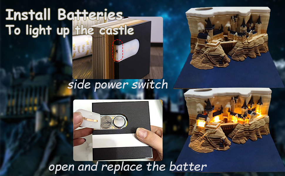 2025 Desk Calendar With LED Lights, Paper Carving 3D Castle Calendar ...