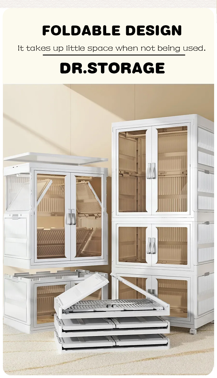DR.STORAGE L55cm Double Open Doors Kids Wardrobe Cabinet Flodable Kids ...