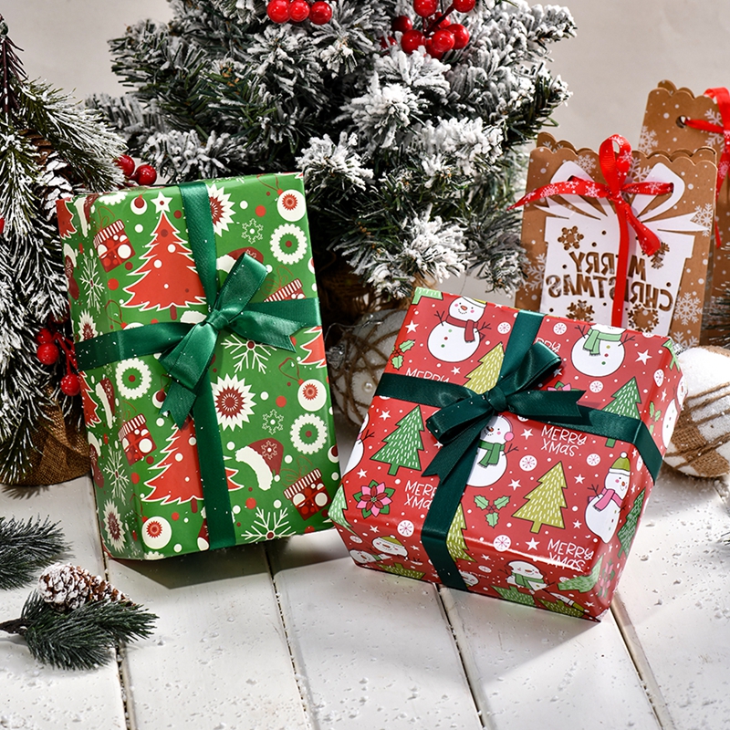 Mix Christmas Wrapping Paper Santa Claus Reindeer Design Red Green ...