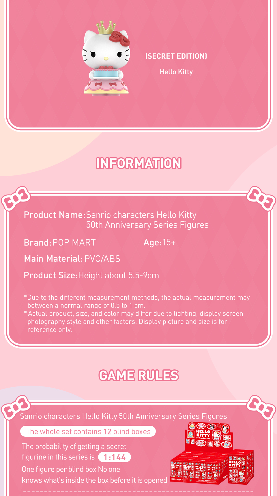 POP MART Sanrio characters Hello Kitty 50th Anniversary Series Figures ...