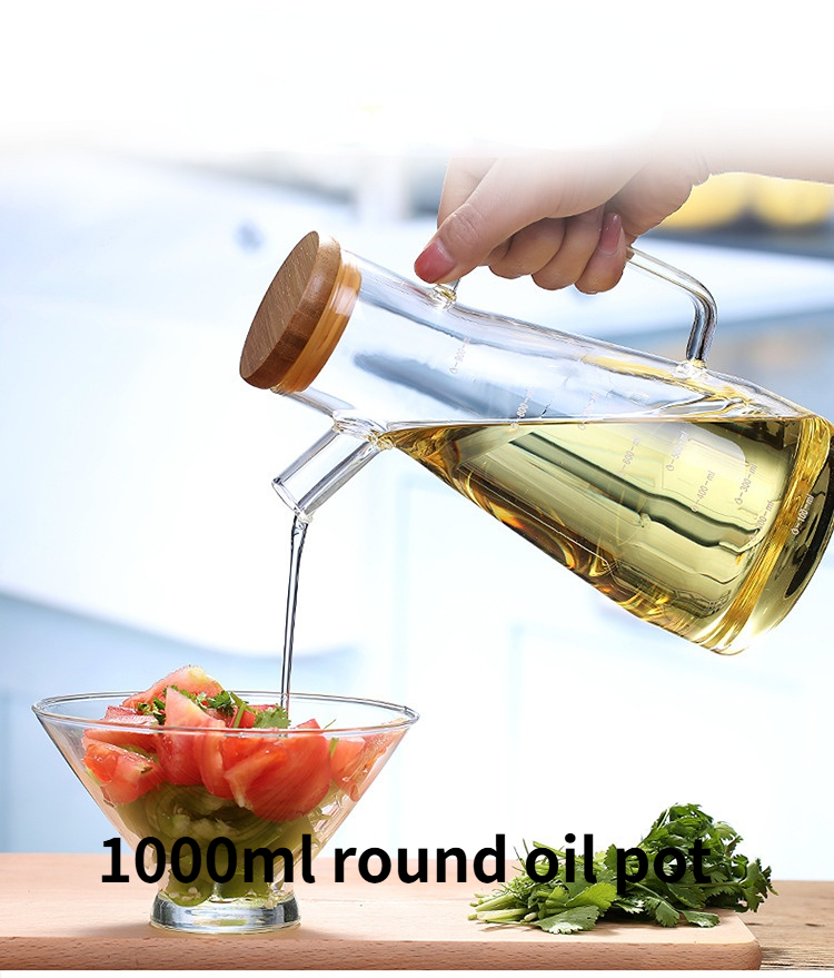 Kitchen household glass oil pot, high borosilicate glass with scale ...