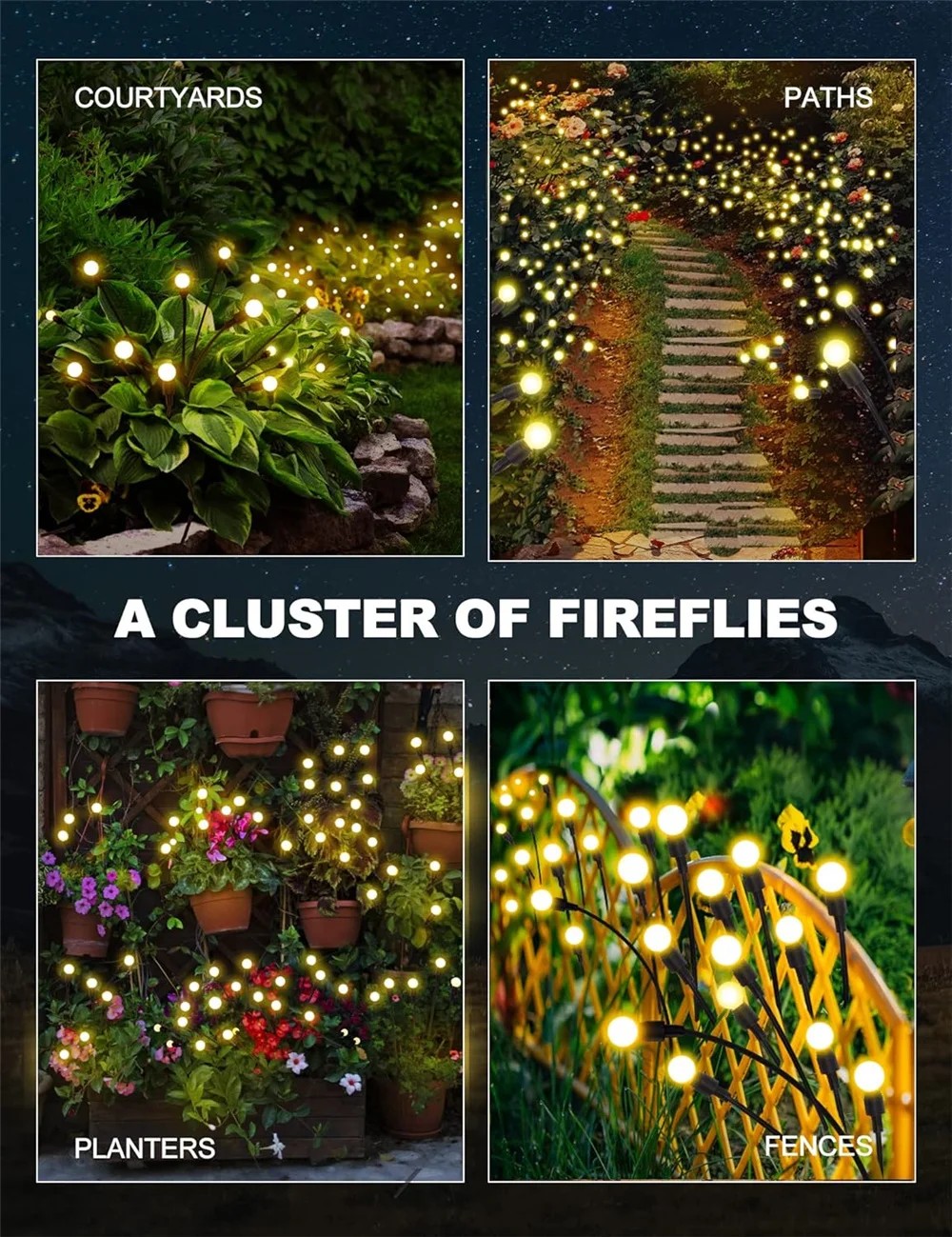 Malaysia Stock 6/8/10/12LED Solar Firefly Lights lampu solar outdoor ...