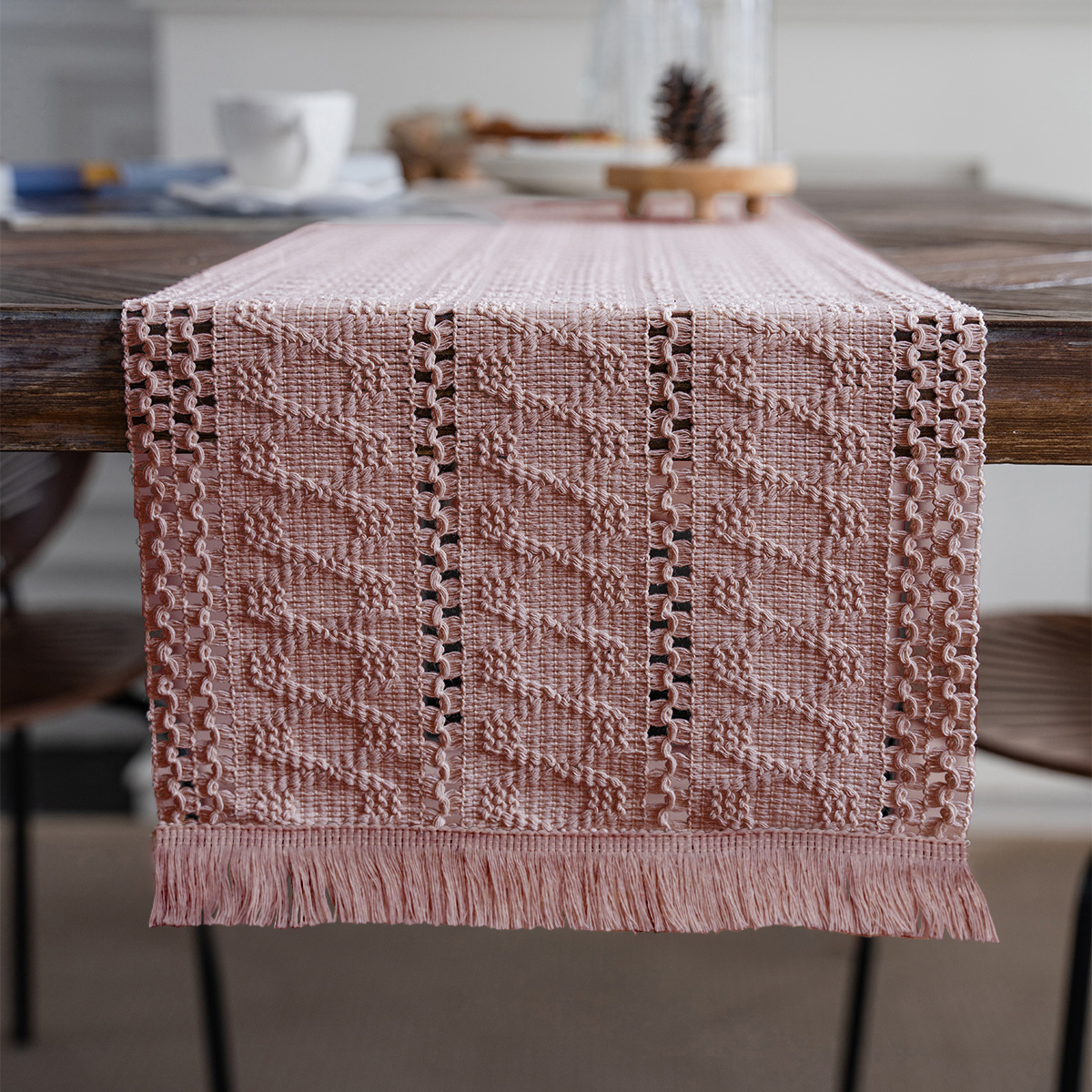 Ins Style Woven Table Runner with Tassel Customize Long Table Runners ...