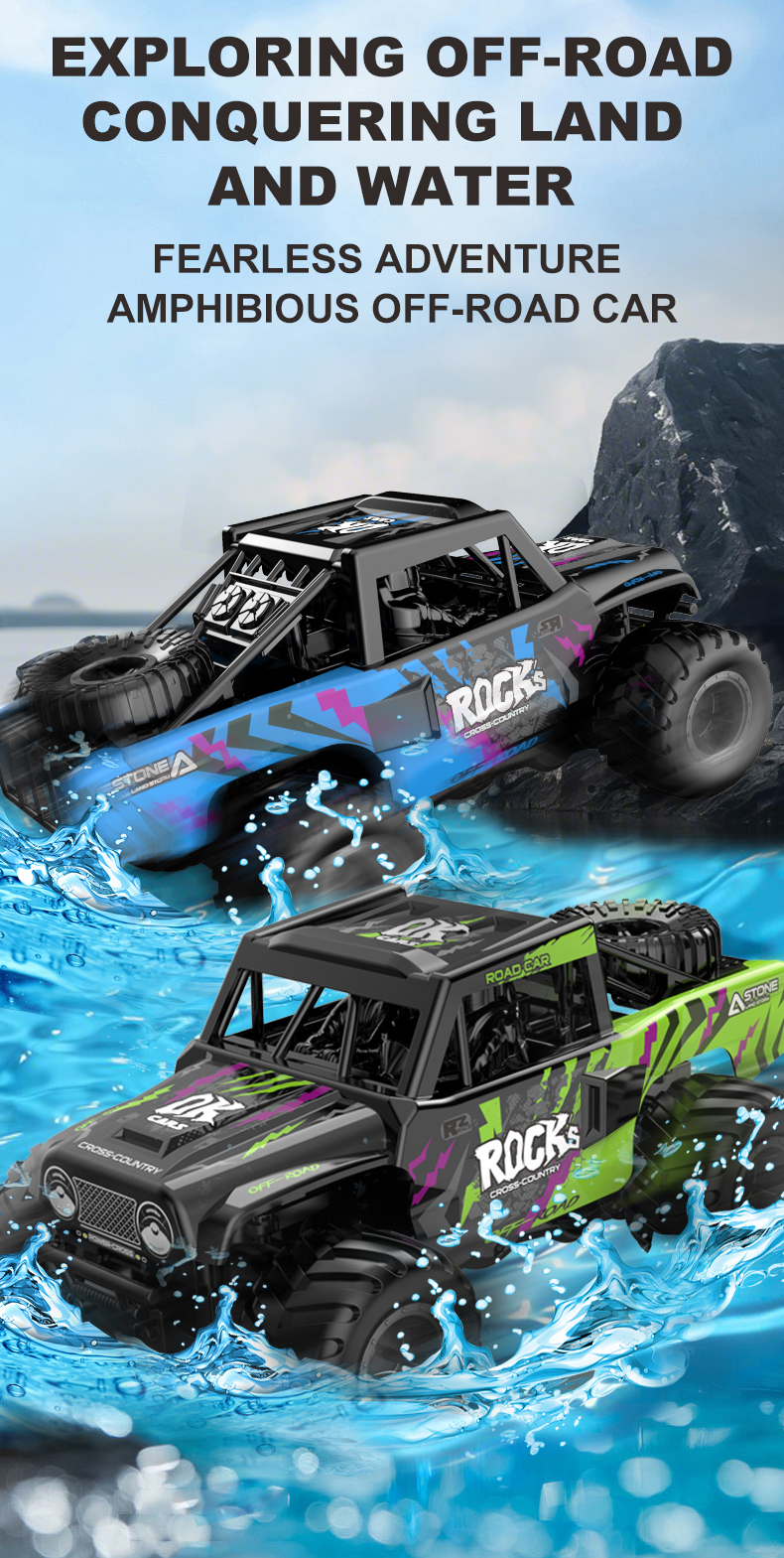 iBliver RC Monster Trucks 4x4 Off-road Waterproof, 1:16 Scale Large ...