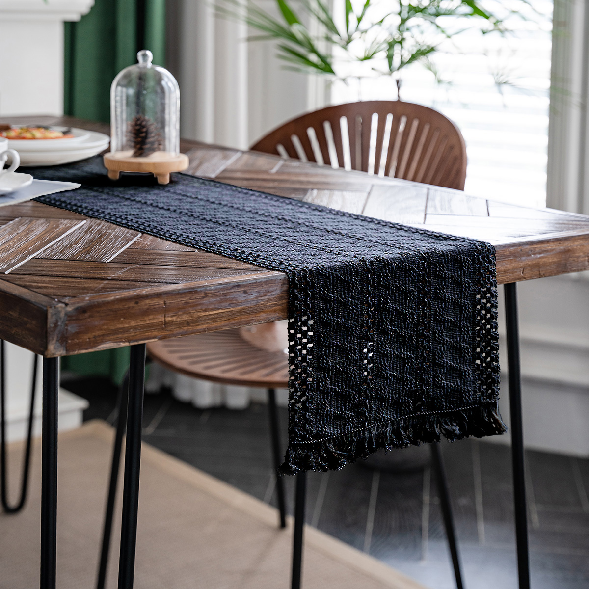 Ins Style Woven Table Runner with Tassel Customize Long Table Runners ...