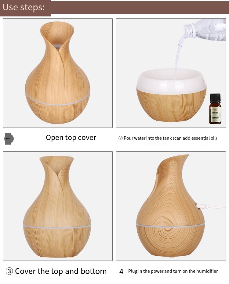 Wooden Air Humidifier With Essential Oil Diffuser Aroma Aromaterapi ...