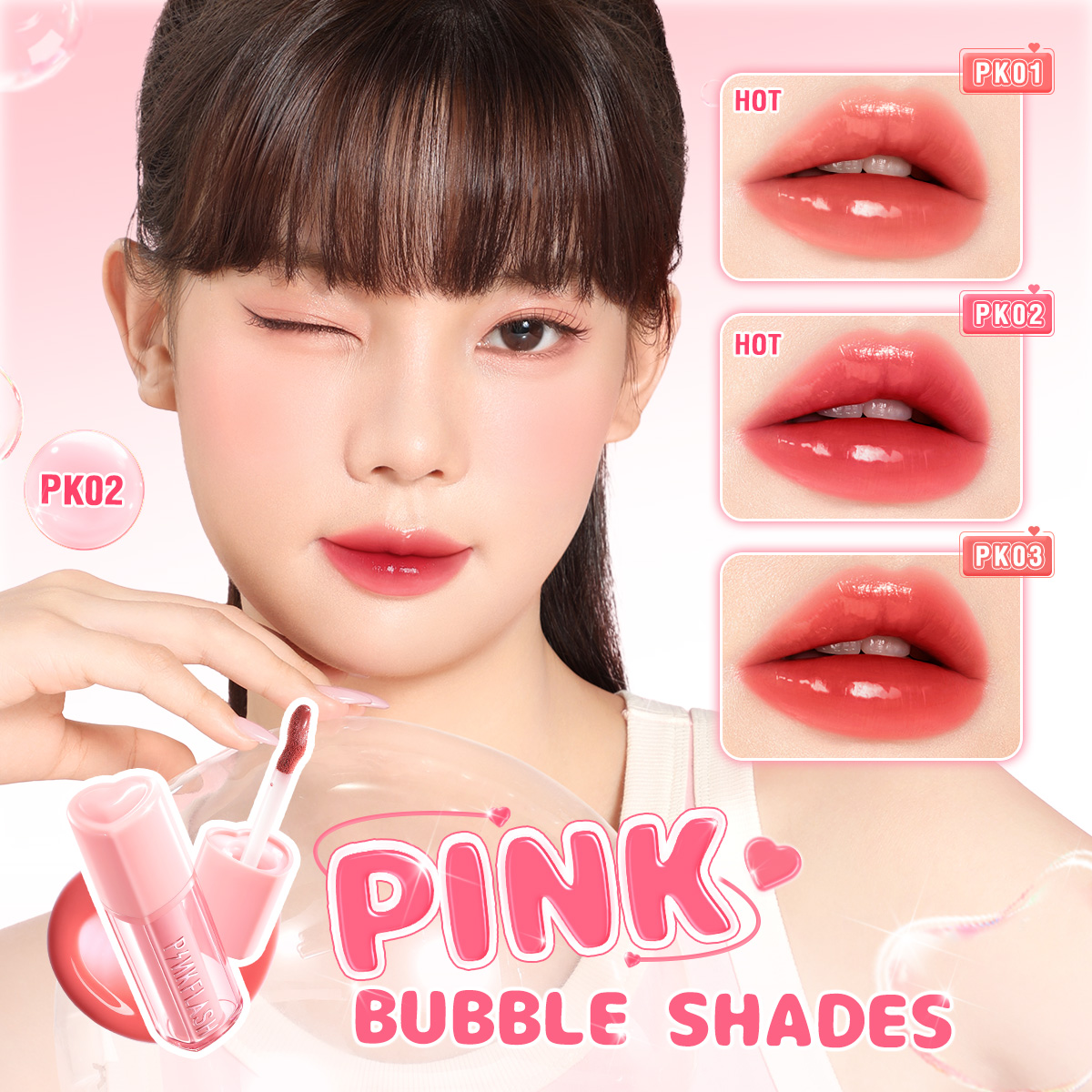 【Shipping from Malaysia】PINKFLASH TRANSFERPROOF Bubble Glowy Lip Tint Lips Bubble Film Color ...