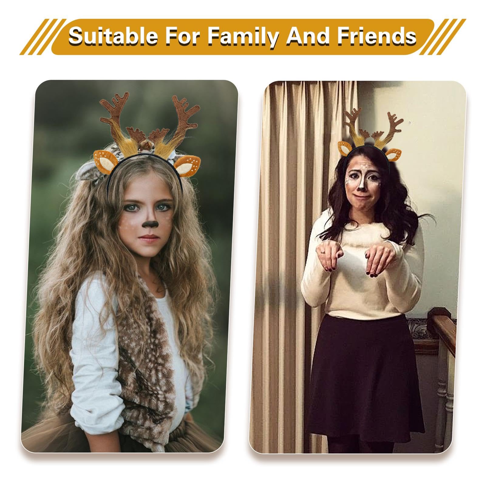Deer Antlers Headband - Animal Ears Headband Fluffy Realistic Reindeer ...