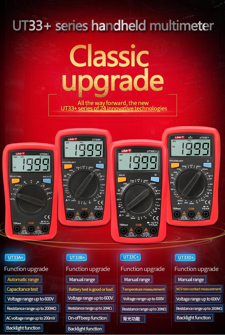 UNI-T Palm Size Multimeter Resistance Measure LCD AC DC 2mF Capacitance ...