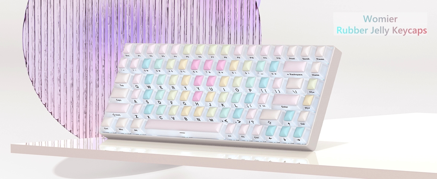 WOMIER 122 Keys Frosted Rainbow Transparent Keycaps Cherry Profile RGB ...