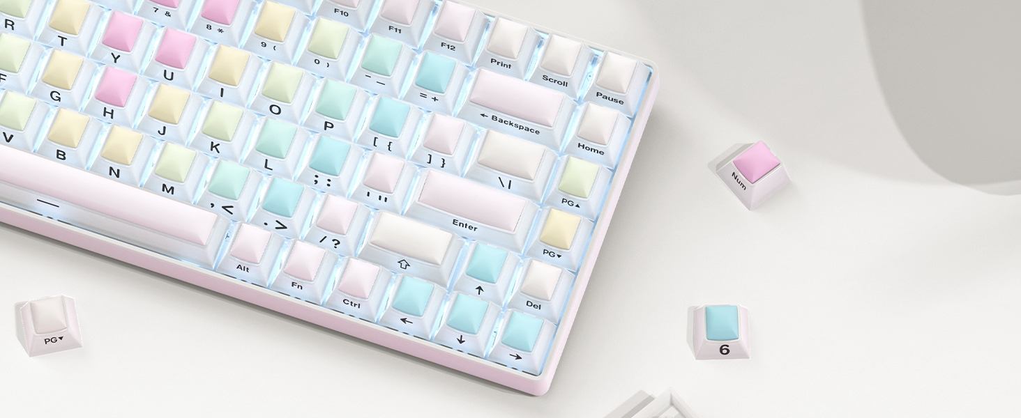 WOMIER 122 Keys Frosted Rainbow Transparent Keycaps Cherry Profile RGB ...