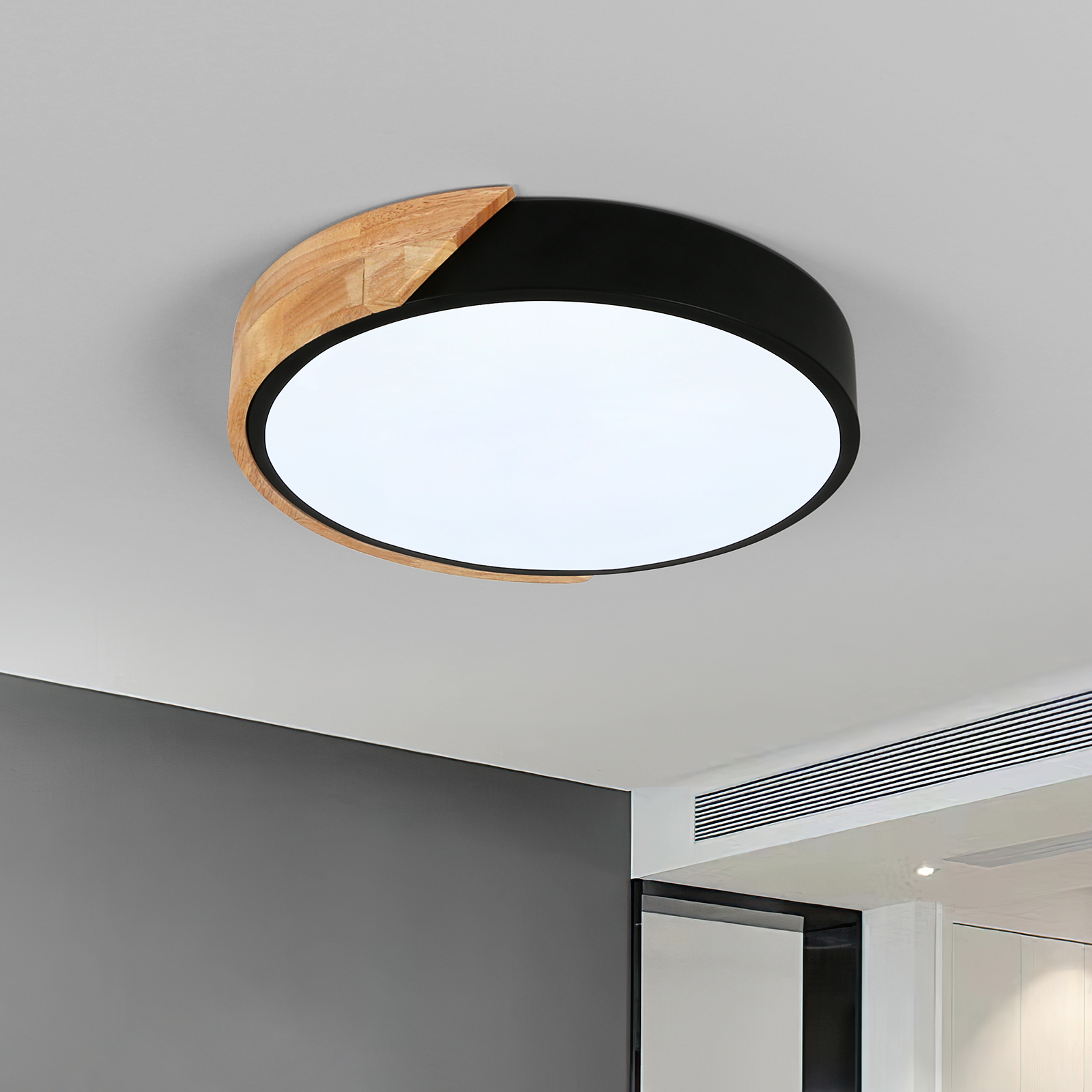 Wooden Modern LED Ceiling Light 12W/18W/24W/36W/60W Lampu Siling Ruang ...