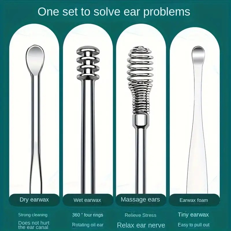 10pcs Stainless Steel Ear Cleaner Kit, Earbud Set for Easy Earwax ...