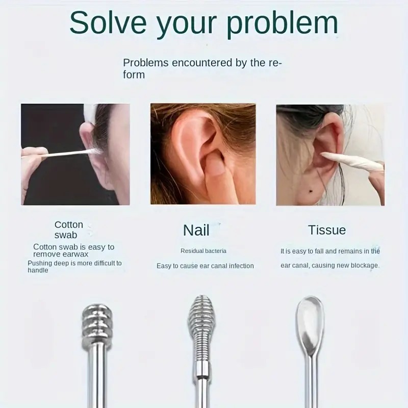 10pcs Stainless Steel Ear Cleaner Kit, Earbud Set for Easy Earwax ...
