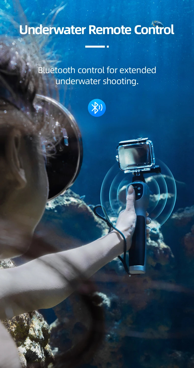 【NEW ARRIVAL】TELESIN Underwater Remote Selfie Stick Waterproof Diving ...