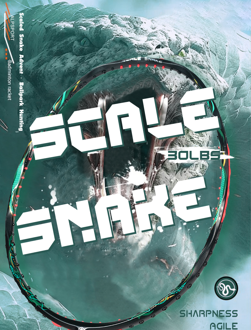 ALP V5 Scale Snake Max 30LBS 5U G6 Wave Frame 100% Original Authentic Carbon Fiber Badminton ...