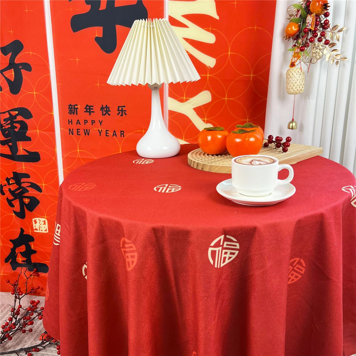 新年桌布🔴Kain Meja Flanel Merah Cina Kain Salut Perayaan Kain Meja Majlis ...