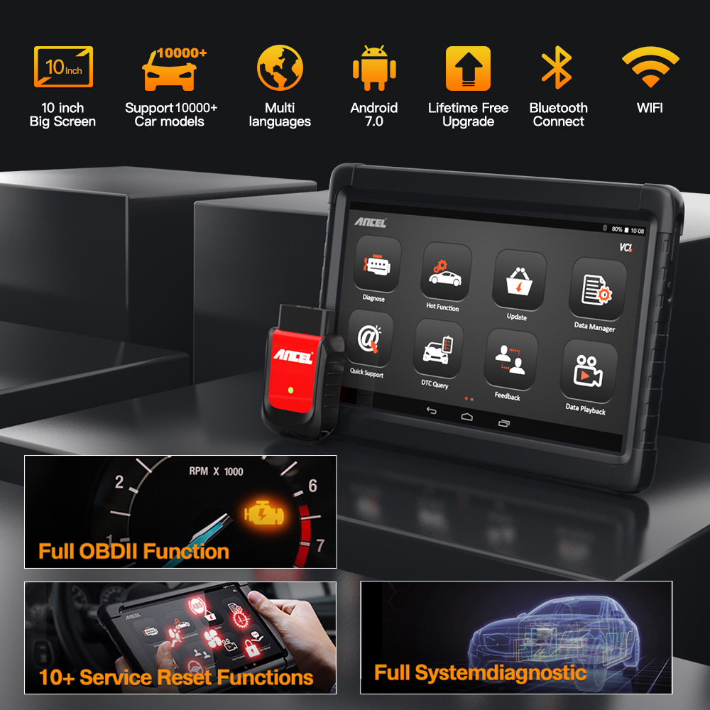 【MY Stock】Ancel X6 OBD2 Automotive Scanner Professional ABS SRS Oil EPB ...