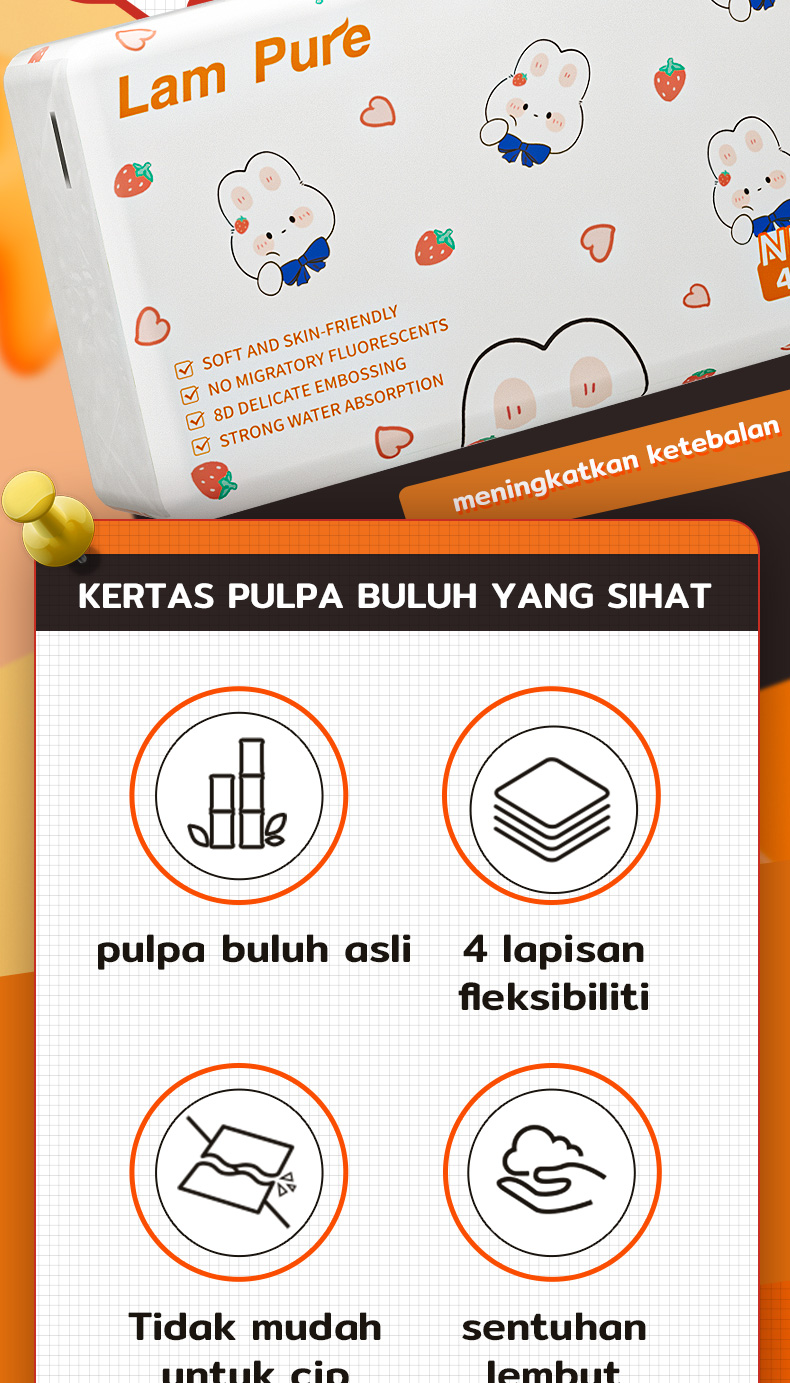 [20 Packs] Lam Pure Deluxe Soft Pack Skin-friendly Facial Tissue 60 ...