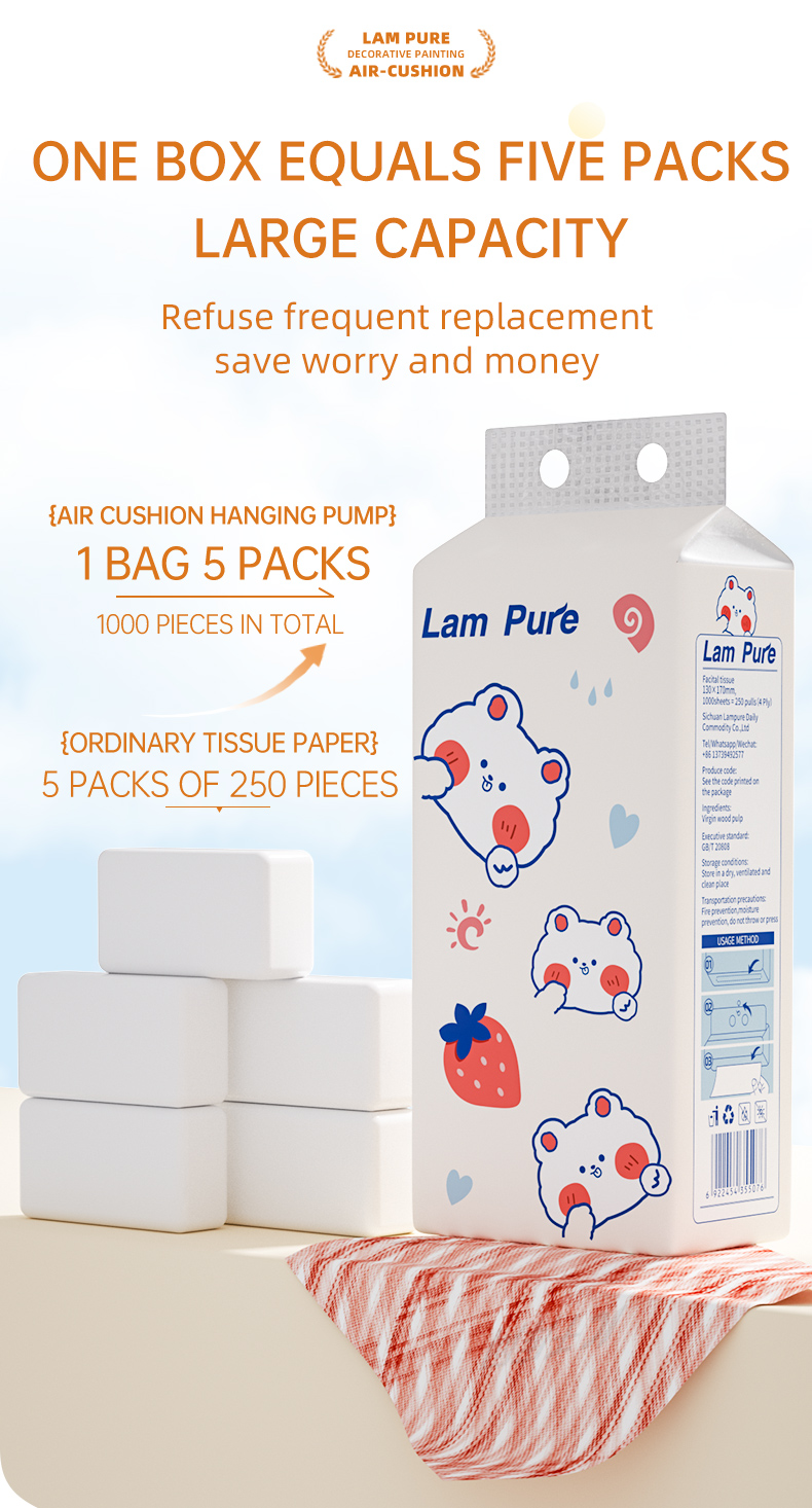 [3 PACKS] LamPure Hanging Cute Tissue AIR-cushion Tissue Deluxe Comfort ...
