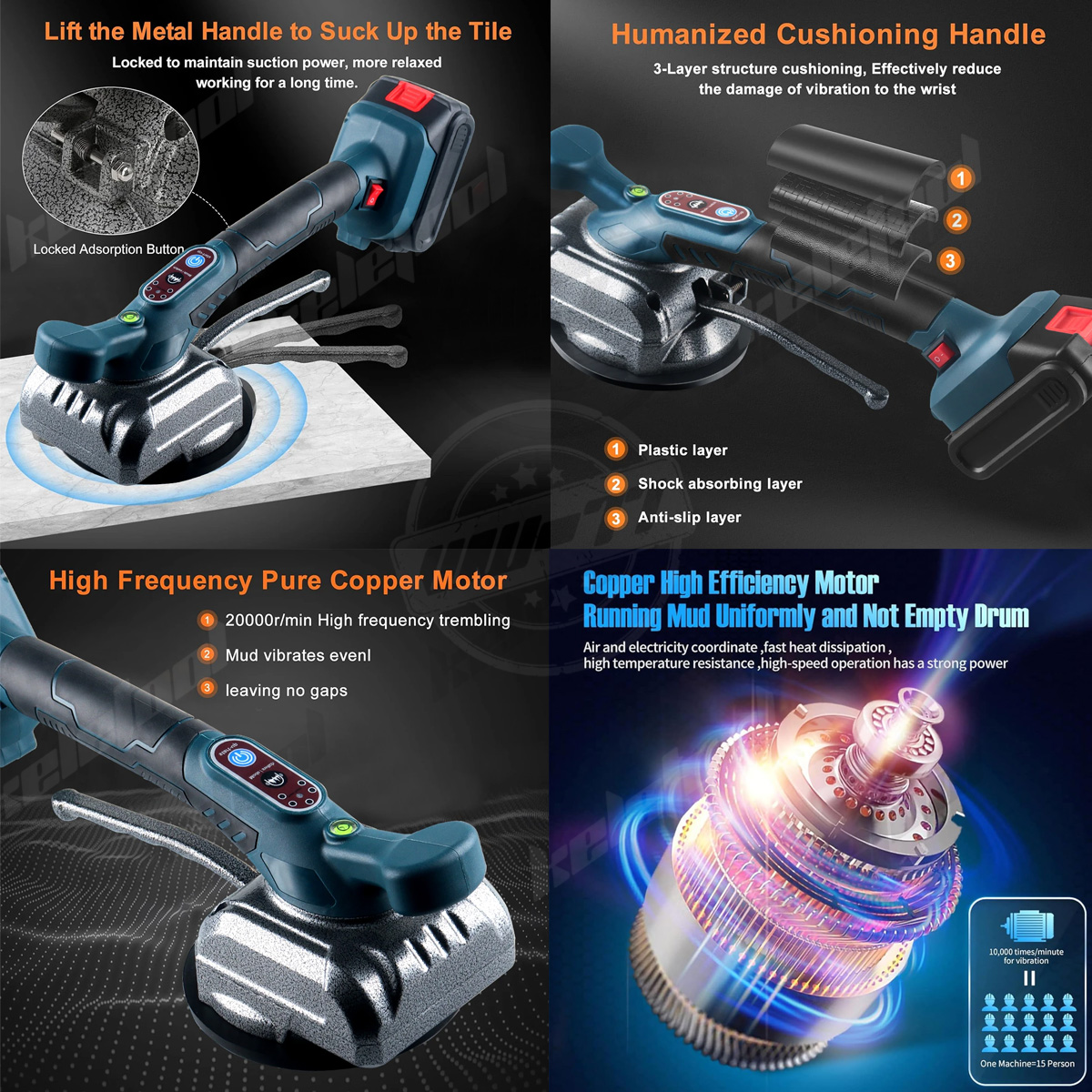 Tile Vibrator5800W Electric Tile Machine Cordless Tile Vibrators Floor ...