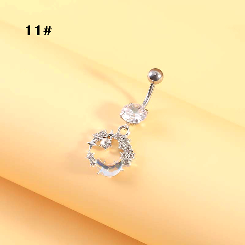 Stainless steel moon navel nail, butterfly navel ring, human puncture ...