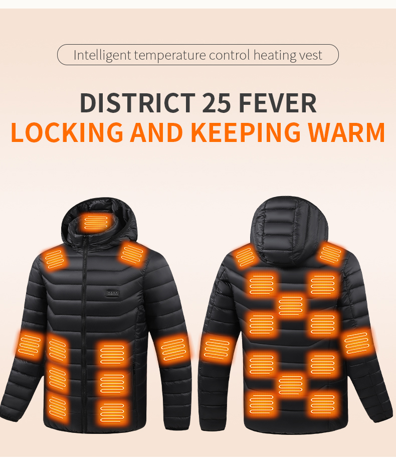 【VOEVOE】Unisex Heated Jacket For Women Men, USB Electric Heated Jacket with 25 Heating Zones ...