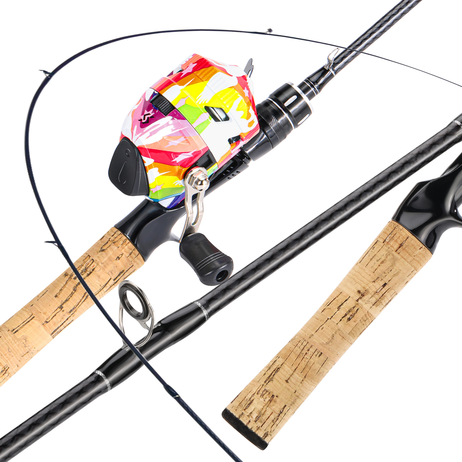 Joran Pancing Set Fishing Rod and Reel Carbon Fiber 2 Sections 1.8M ...