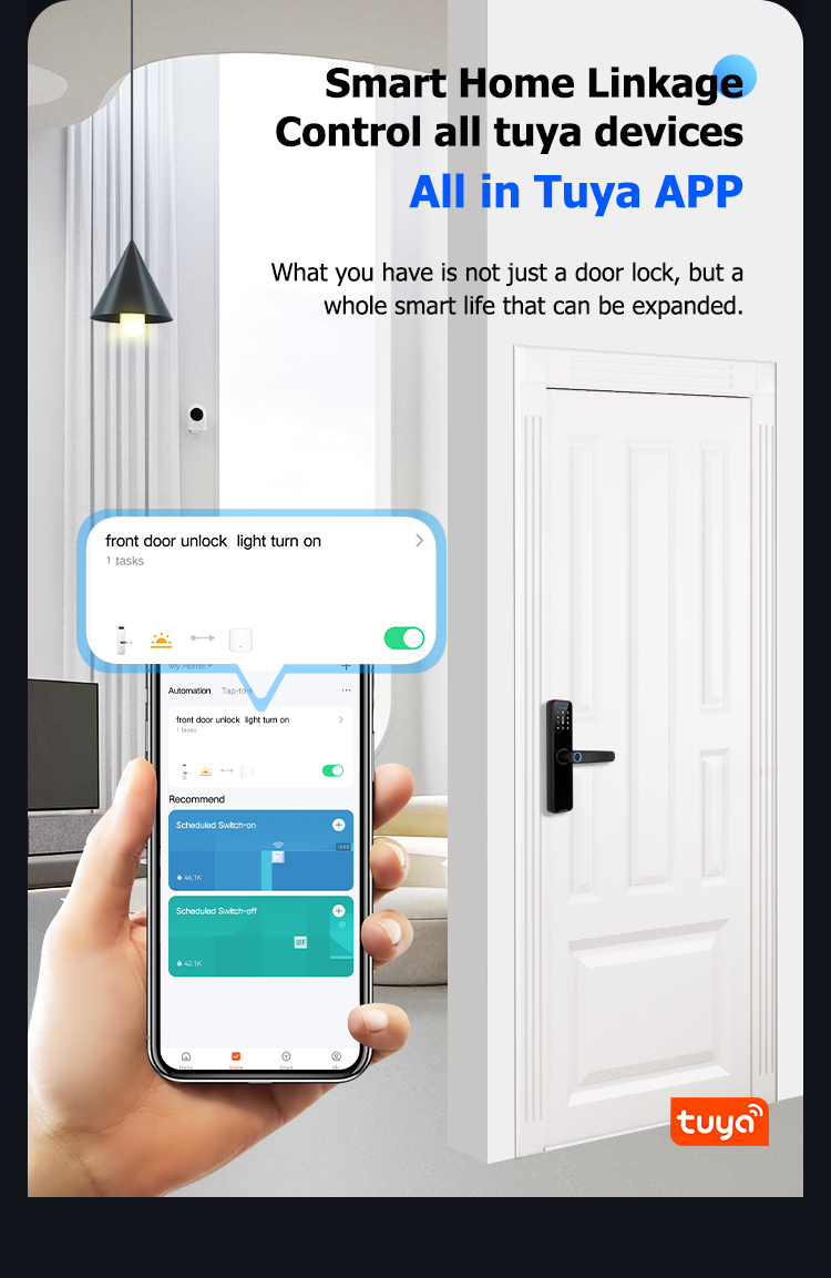 【Local Stock】5 In 1 Tuya WiFi Smart Door Lock with Doorbell APP Remote ...
