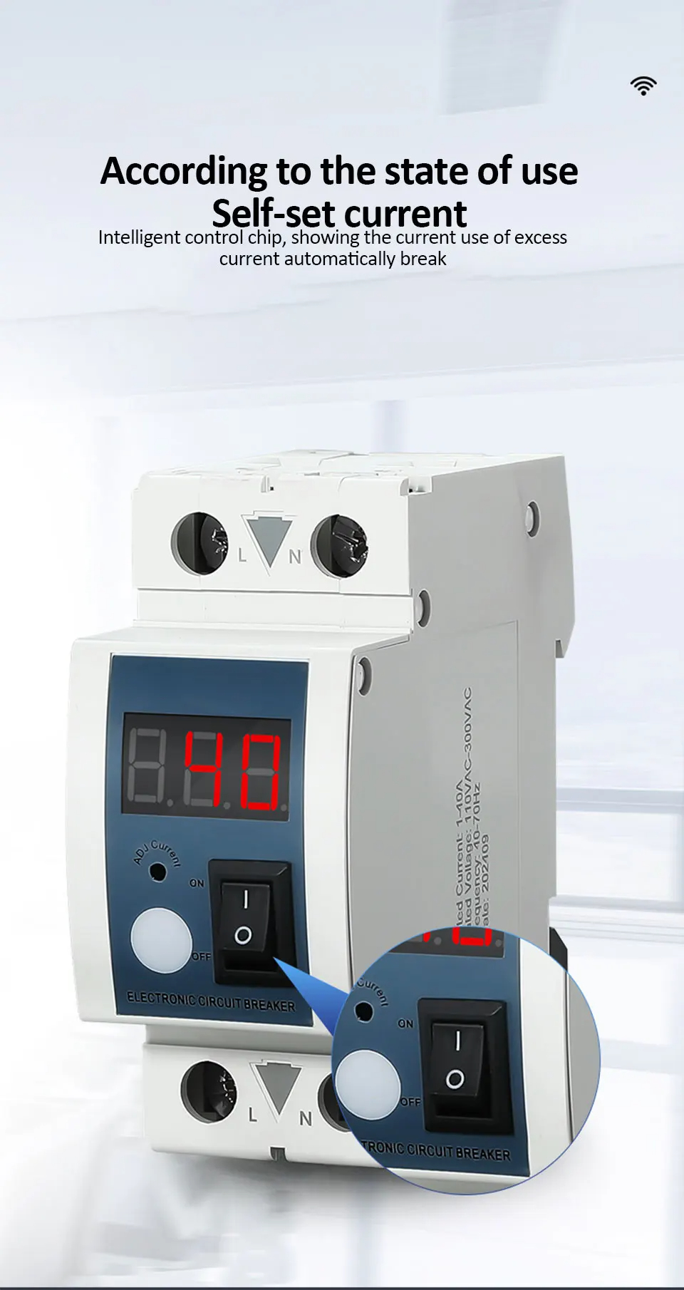 40A 220V AC Adjustable Overcurrent Protector Rail Type Current Limiter ...