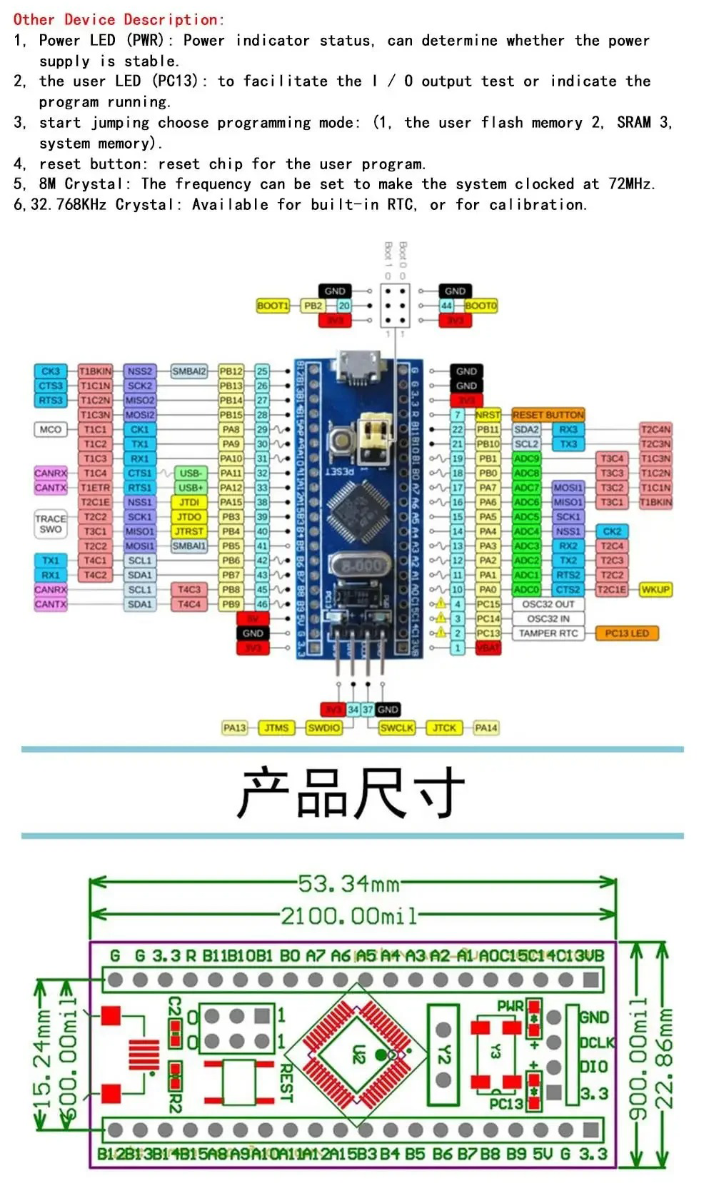 STM32F103C8T6 CH32F103C8T6 ARM STM32 Minimum System Development Board STM32F401 STM32F411 ST ...