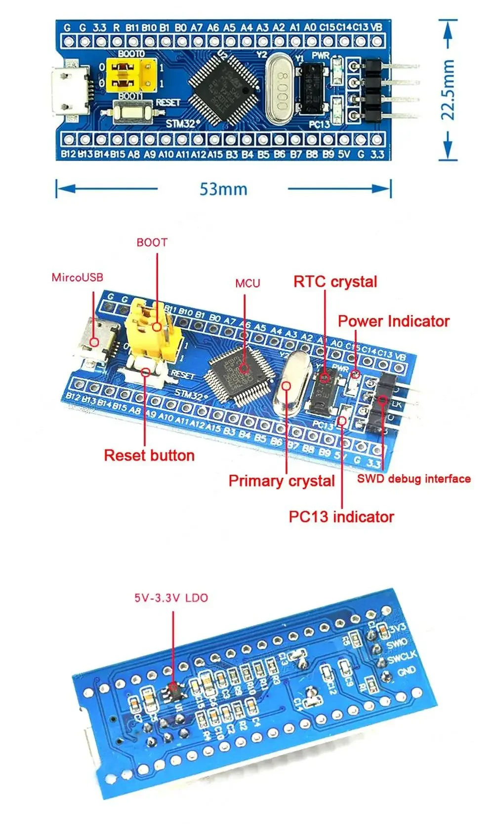 STM32F103C8T6 CH32F103C8T6 ARM STM32 Minimum System Development Board STM32F401 STM32F411 ST ...