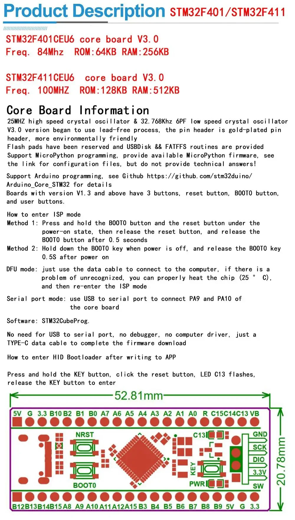 STM32F103C8T6 CH32F103C8T6 ARM STM32 Minimum System Development Board ...