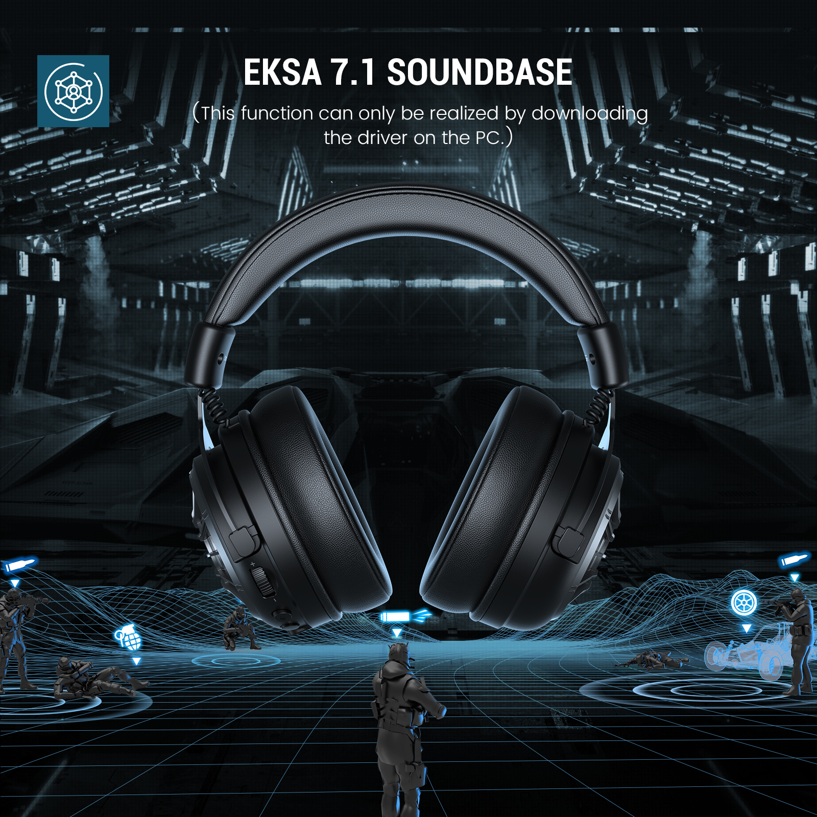 EKSA E5000 BT PC 2.4GHz Wireless Headphones Bluetooth Gaming Headset with ENC Noise Cancelling ...