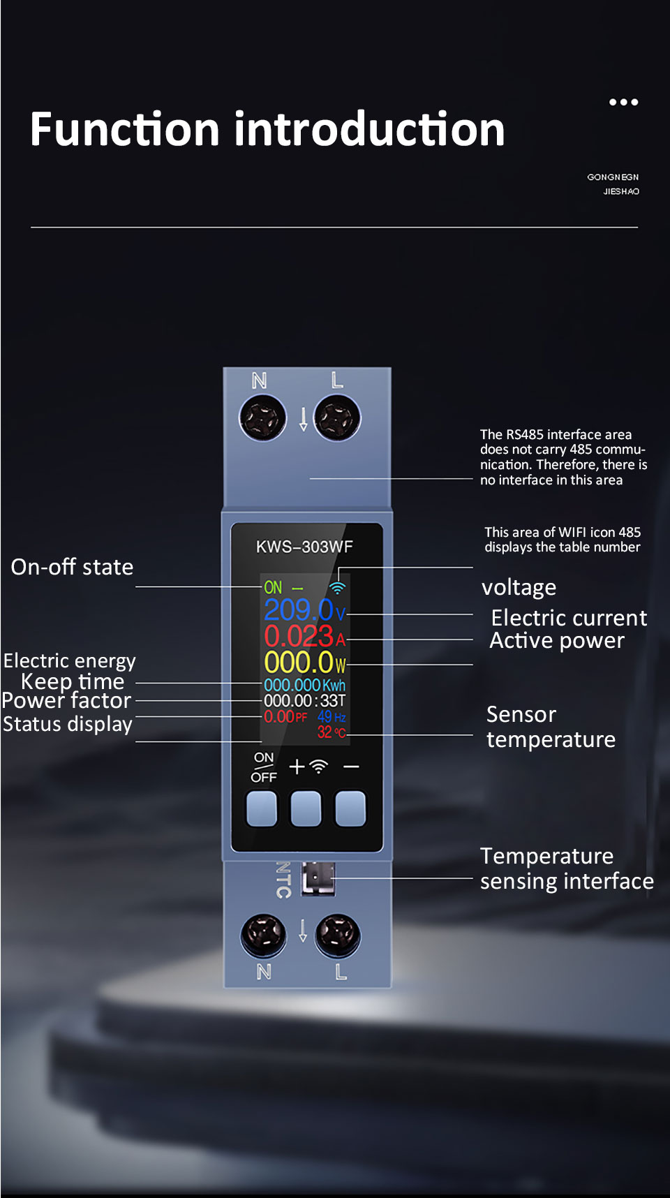 Tuya WiFi 9in1 Power Meter AC Energy Meter APP Control 100-290V/40A ...