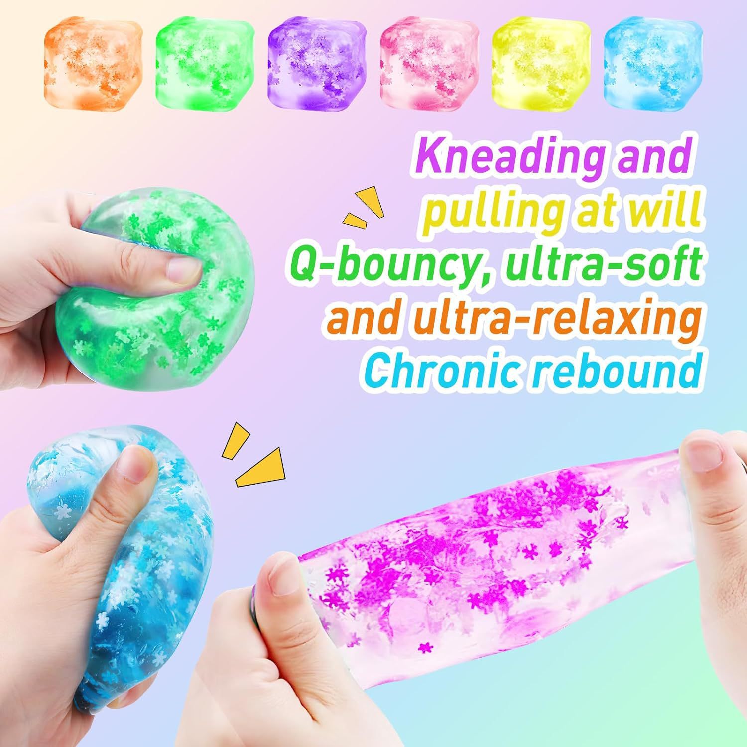 Stress Cube for Kid & Adults, Gel Filled Squishy Toys for Kids Stress ...