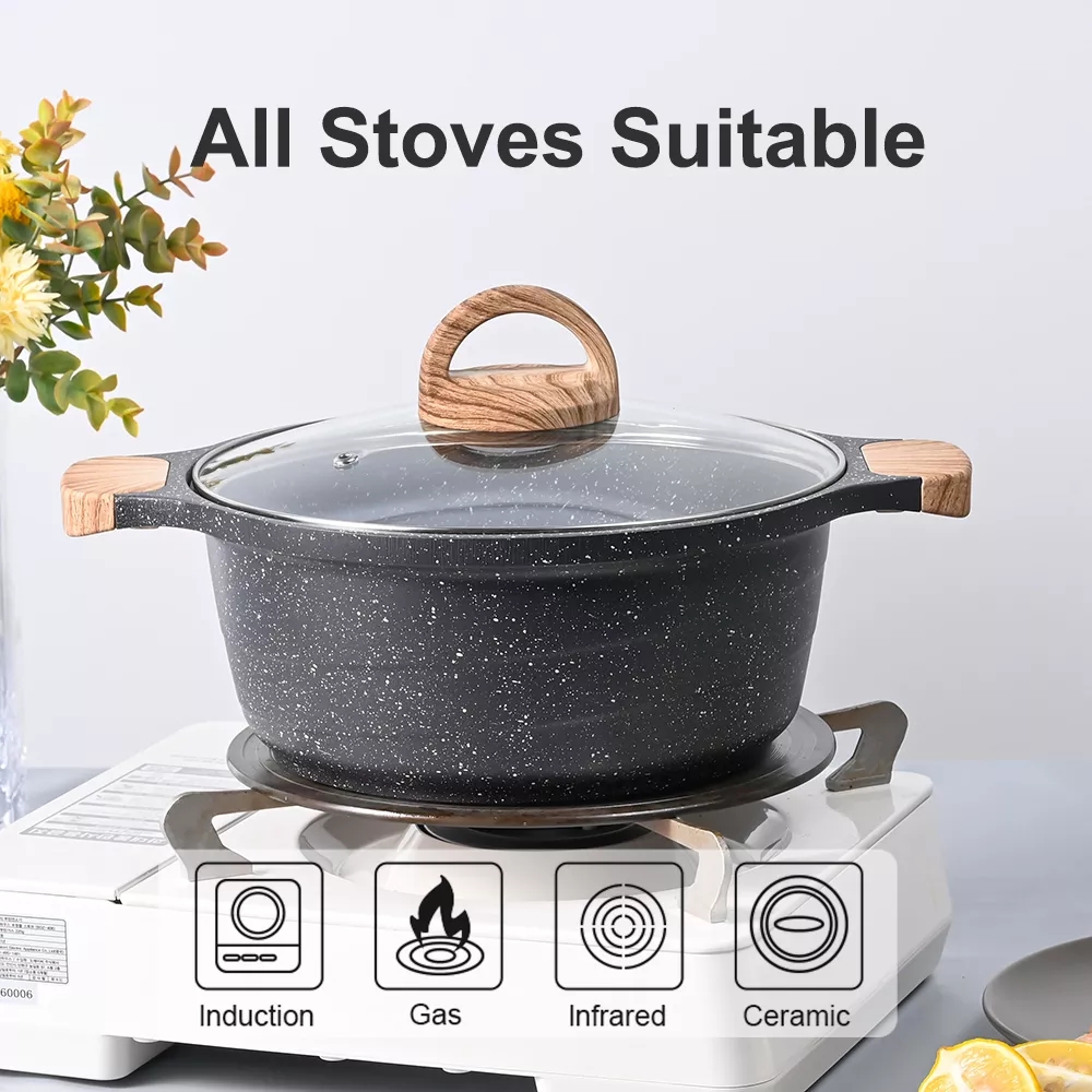 JEETEE 7PCS Non Stick Cookware Set Granite Pan Set Induction periuk ...
