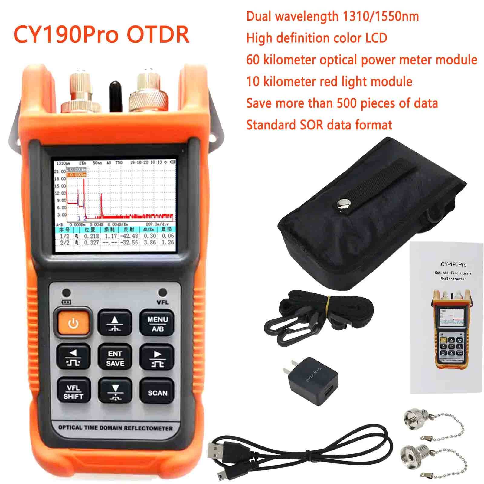 CY190Pro OTDR Optical Time Domain Reflectometer Optical Power Meter Red ...