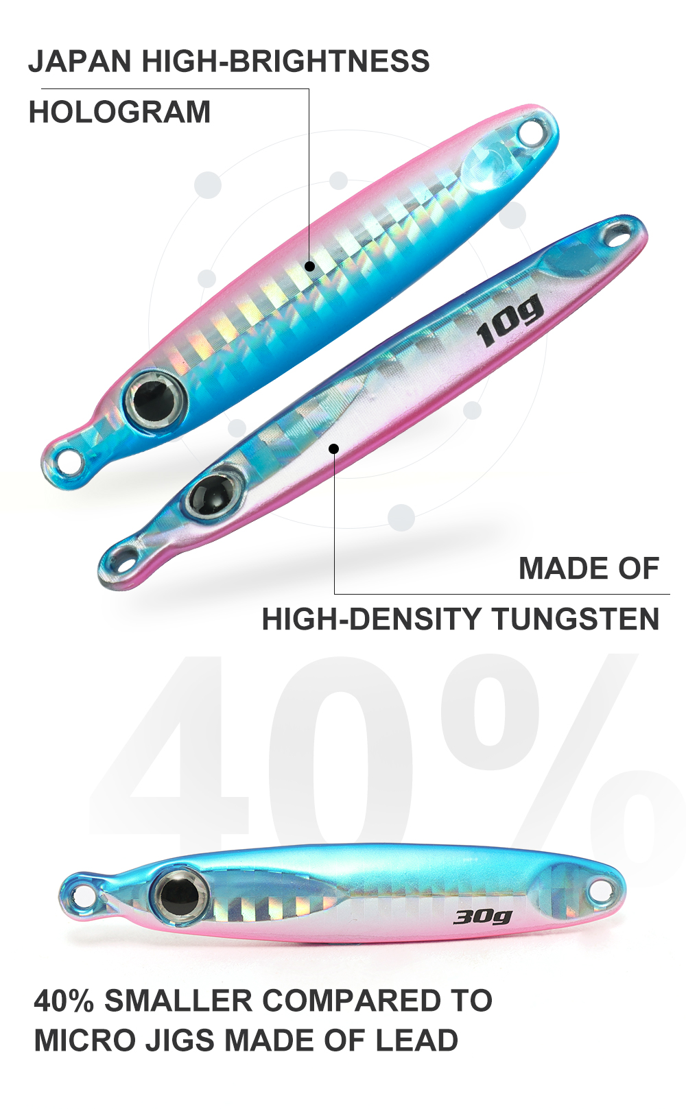 Jiggingpro Hard Tungsten Jig 10g 15g 25g 30g 40g 60g Artificial Bait Slow Pitch Casting Jig ...