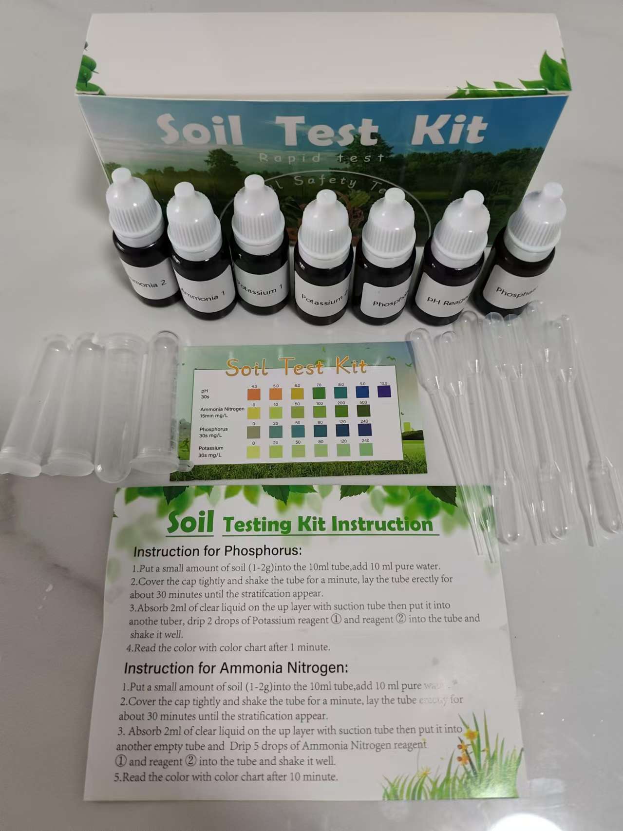 Upgraded Soil Testing Kit -7 Bottles Soil tester PH Meter Ammonia ...