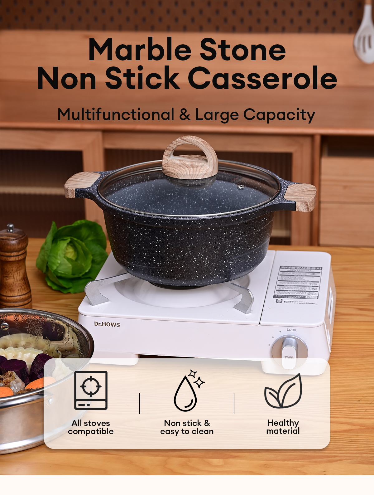 JEETEE Non Stick Granite Casserole Pot induction cooking pot periuk ...